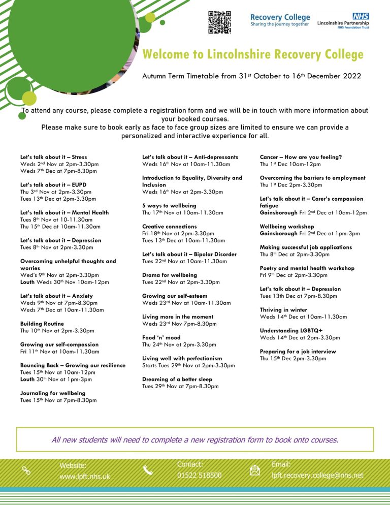 What’s on offer at Lincolnshire Recovery College? - Shine